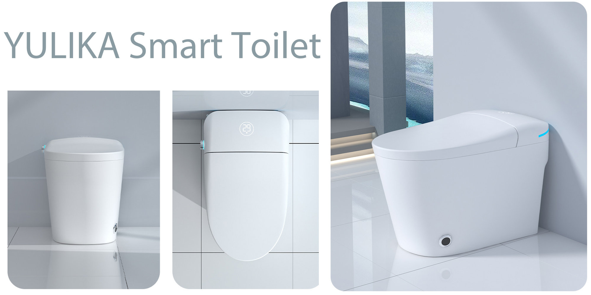 YULIKA 1.3 Gallons GPF Elongated Chair Height Floor Mounted Bidet Toilet (Seat Included ...