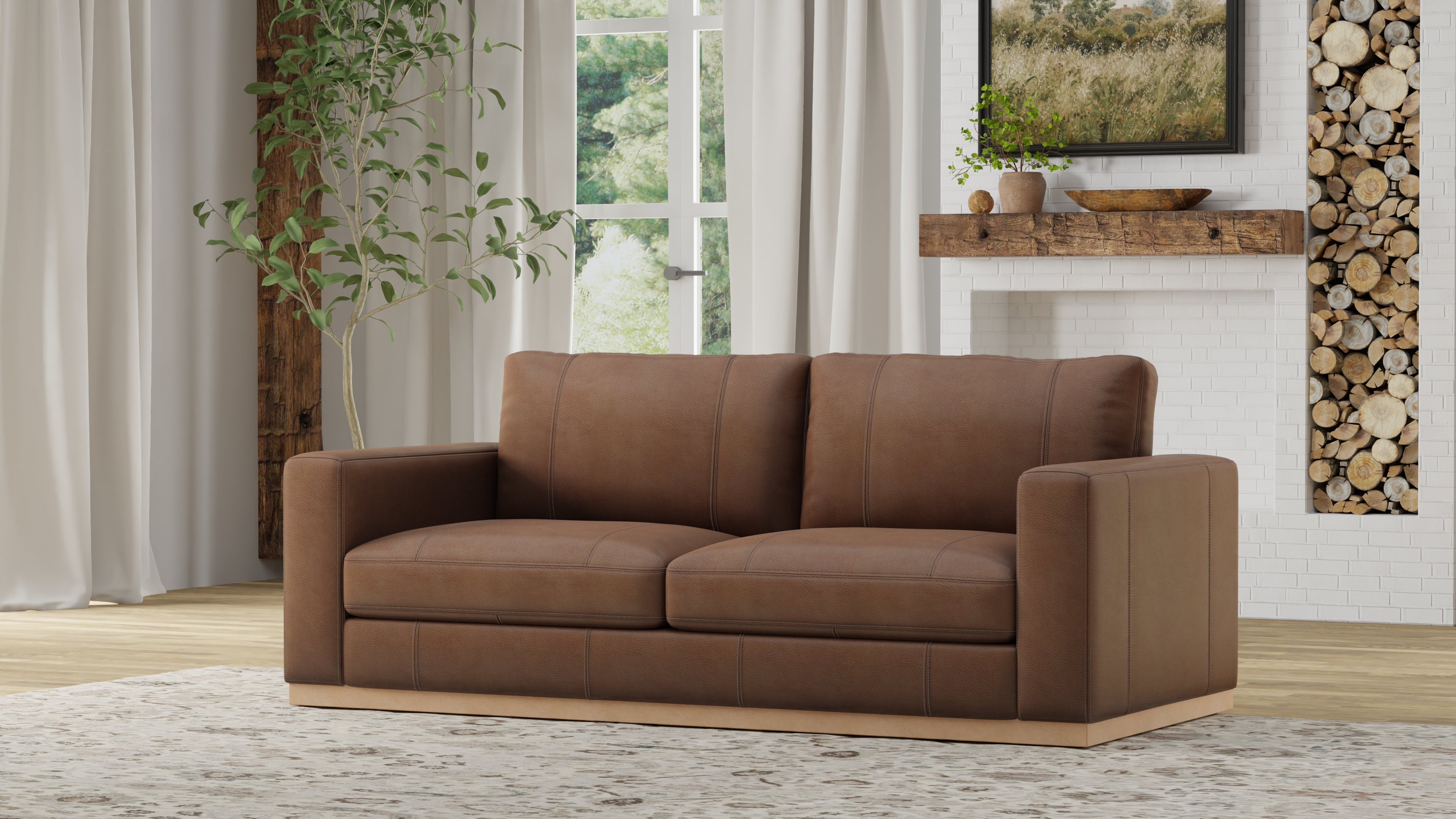 Ebern Designs Alistair 84" Leather Sofa & Reviews | Wayfair