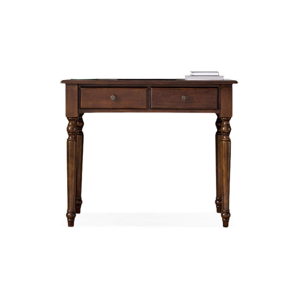 Canora Grey Dark-walnut Rectangular Solid Wood with 2 drawers desk ...