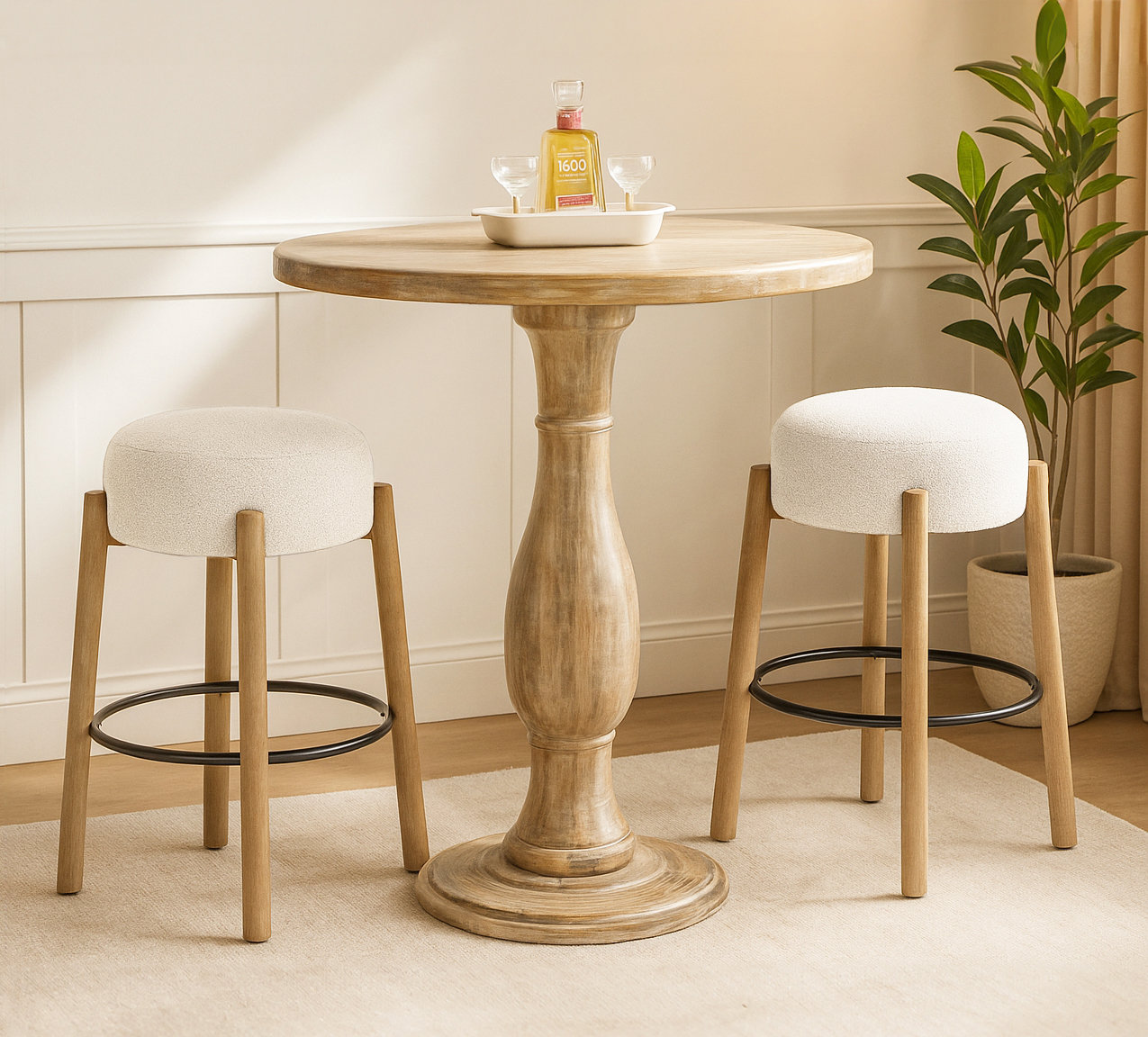 Rosalind Wheeler Daniqua 36" Bar Table Set With 2 Natalia Bar Stools In ...
