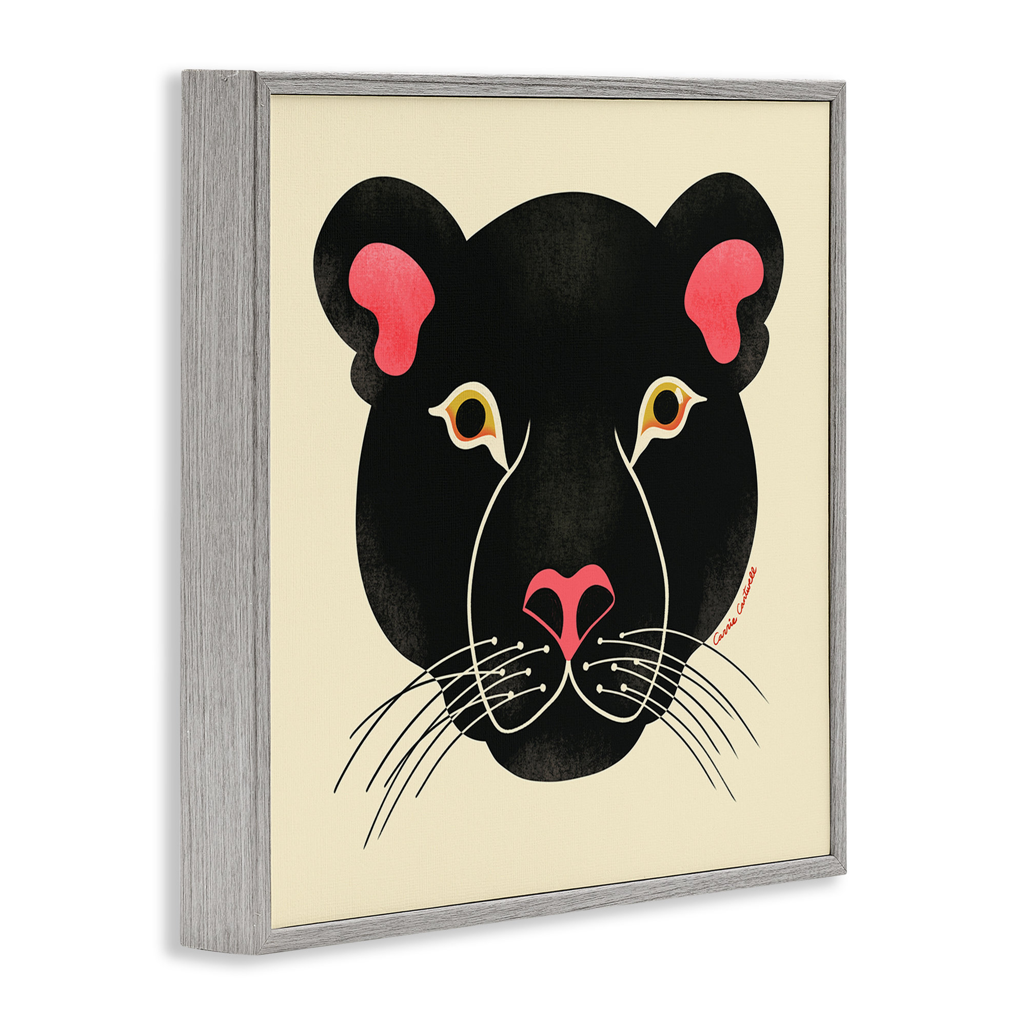 Ebern Designs Minimal Wild Panther Face Framed Giclee, design by Carrie ...