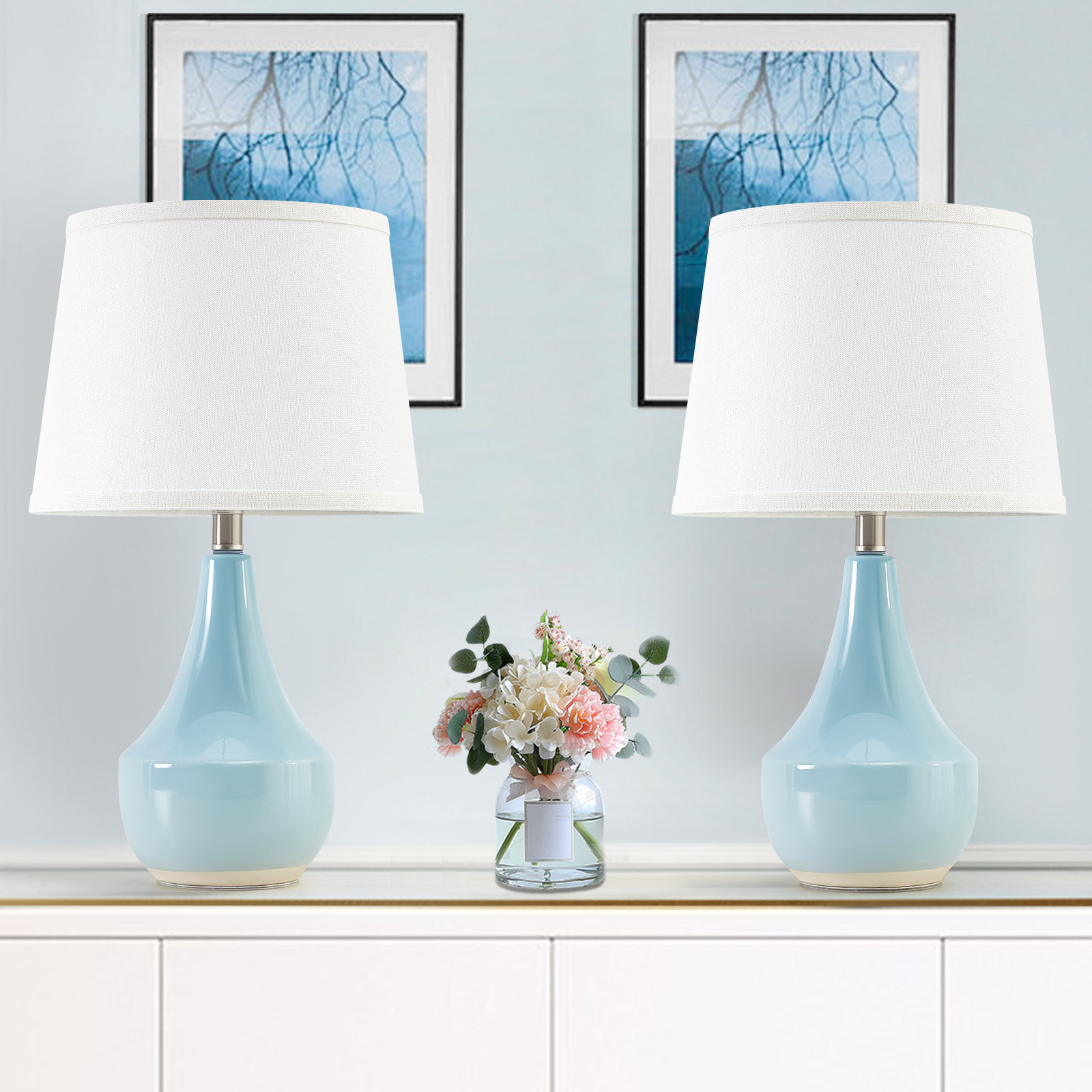 Ebern Designs Abdullateef 18.58" Ceramic Table Lamp Small Nightstand ...