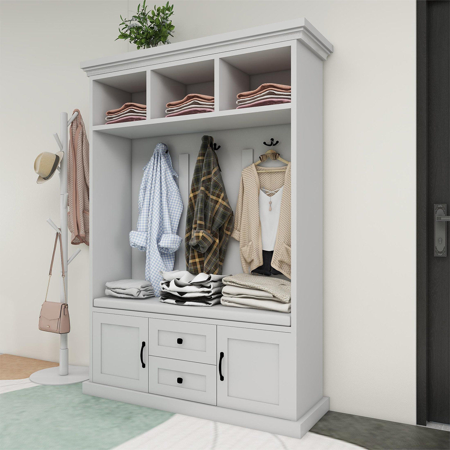 Red Barrel Studio® 47.2 Inch Coat Rack, Including 3 Hooks, Hanger ...