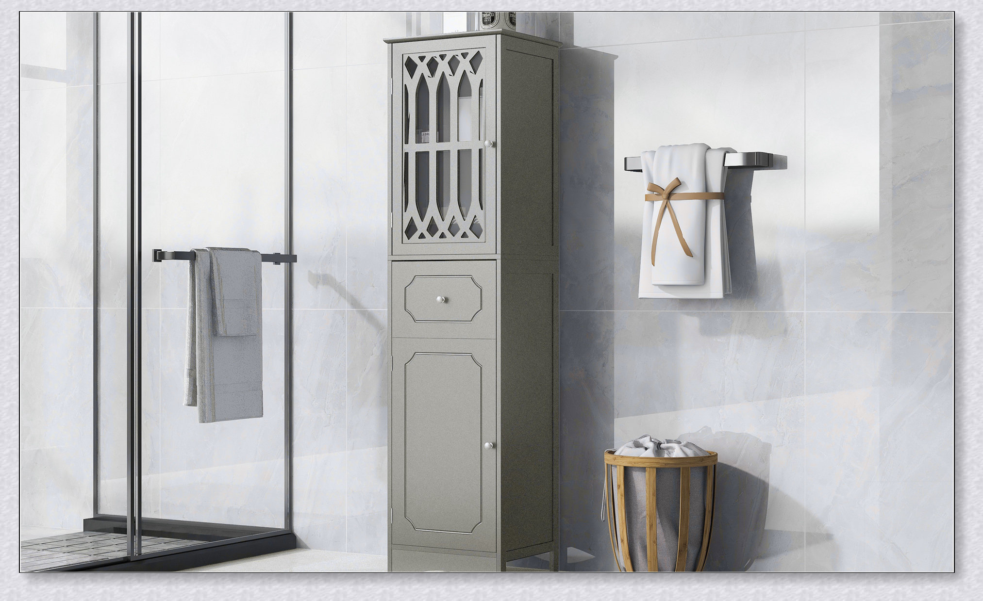 Winston Porter Separate Bathroom Storage Cabinet with Drawers, Acrylic ...