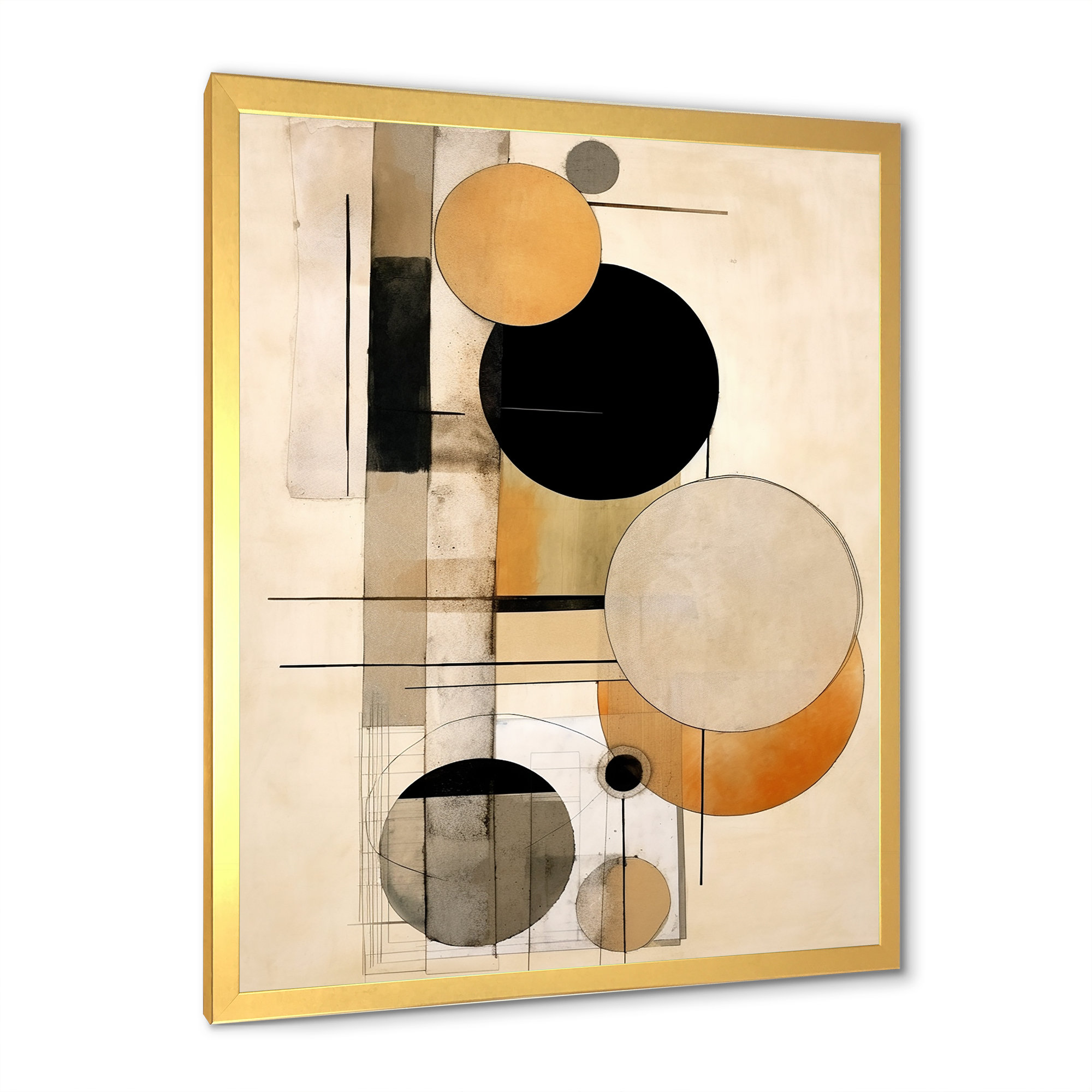 Design Art Cubism Beige And Pink Synergy - Abstract Wall Art Prints ...