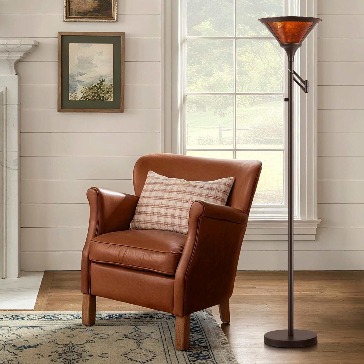 Ebern Designs 70" Torchiere Standing Floor Lamp With Adjustable Swing ...