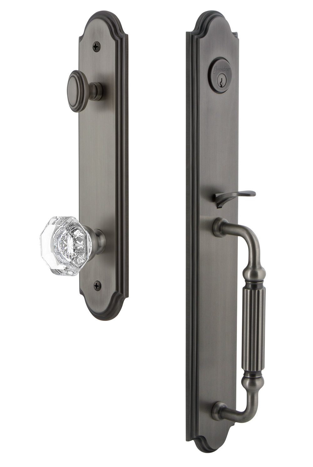 Grandeur Arc One-Piece Handleset with Single Cylinder Deadbolt and F ...