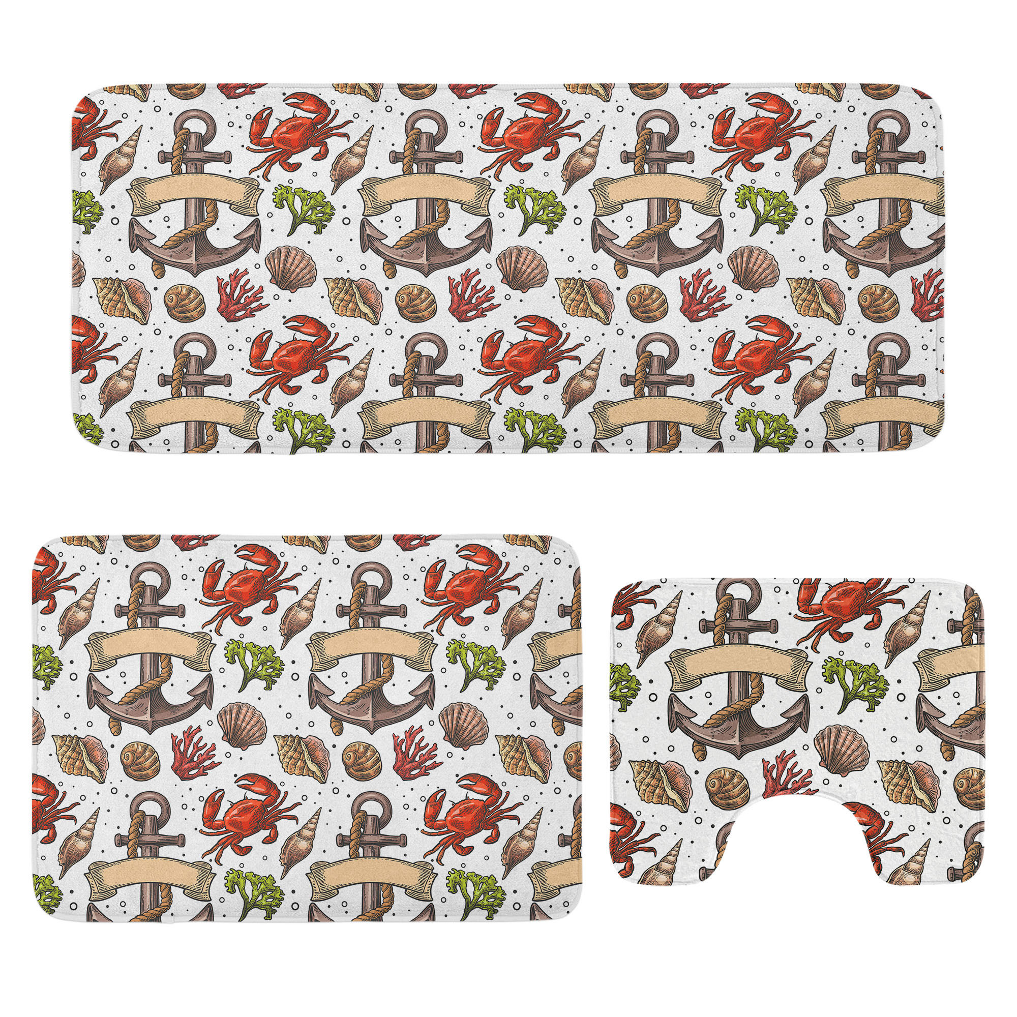 Breakwater Bay Anchor Bathroom Rug Set 3 Pieces U-Shape & Rectangle ...