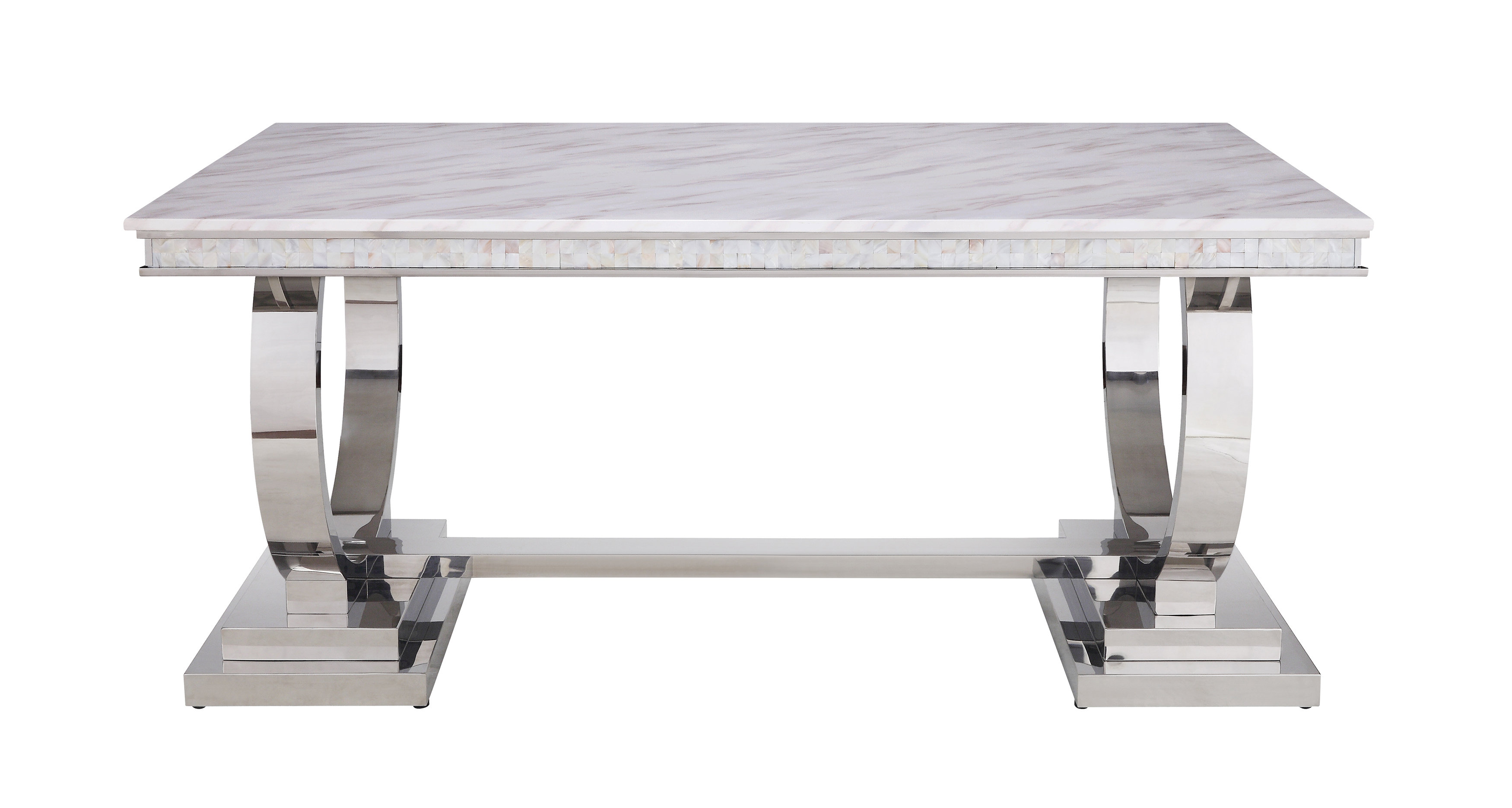 Everly Quinn Jessamine White Rectangular Metal Base Dining Table | Wayfair