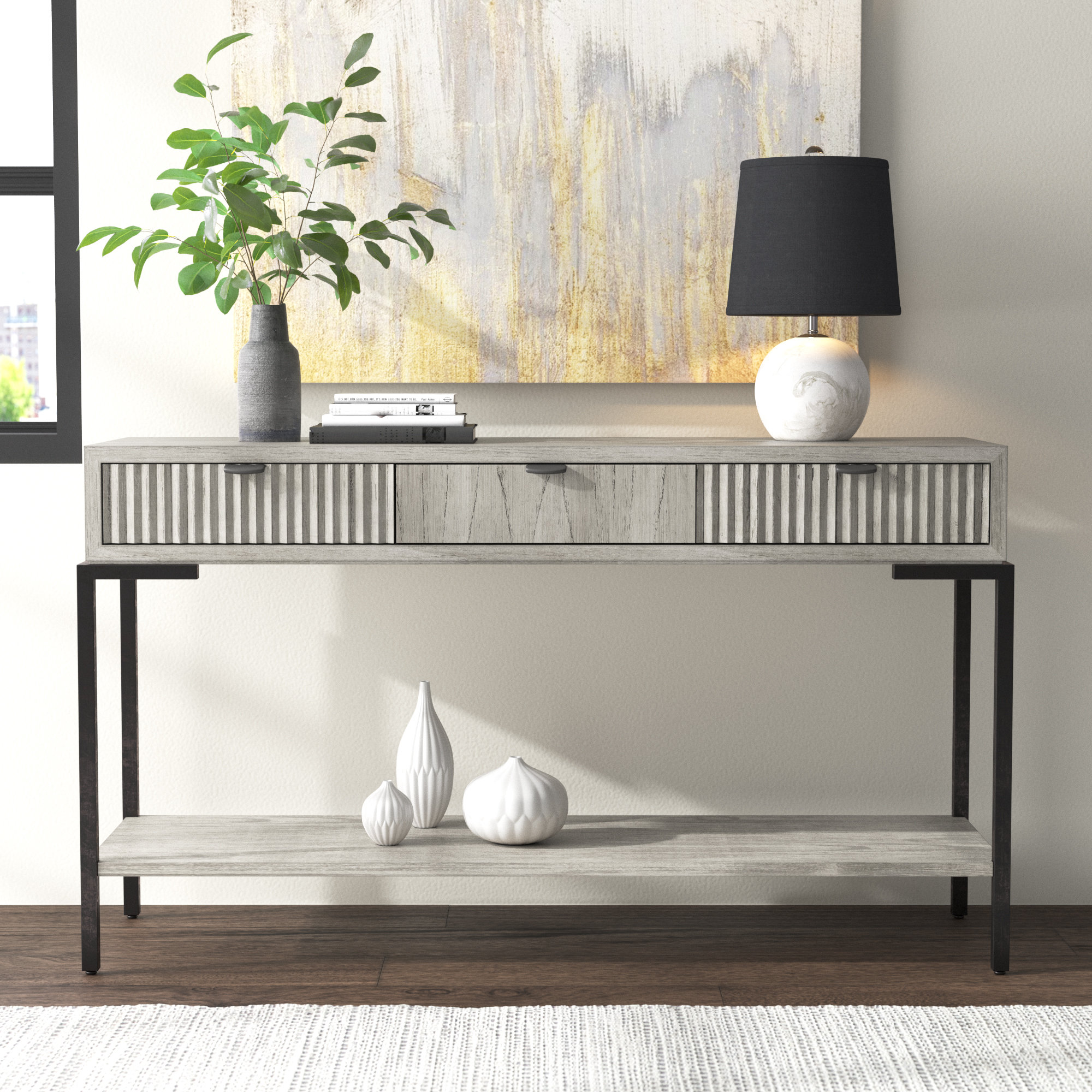 Wade Logan® Saxmundham 57" Wide Sofa Table with Drawers, Sierra Heights ...