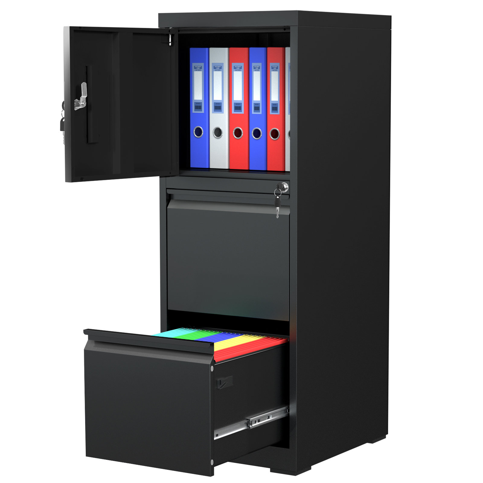 Inbox Zero Moneer File Cabinet with 2 Drawers and 1 Door for Home ...