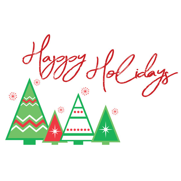 The Seasonal Aisle Happy Holidays Trees - Wrapped Canvas Typography ...