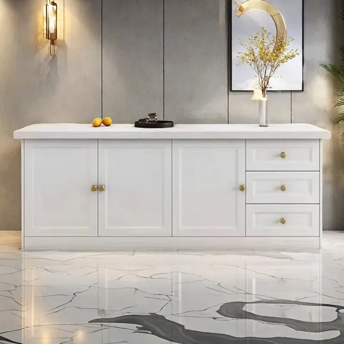 YY Concept Living Furniture Marble Countertop Kitchen Island – Elegant ...