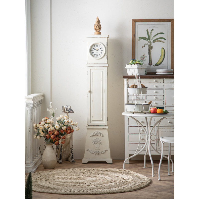 Ophelia & Co. French-style retro distressed white floor clock | Wayfair