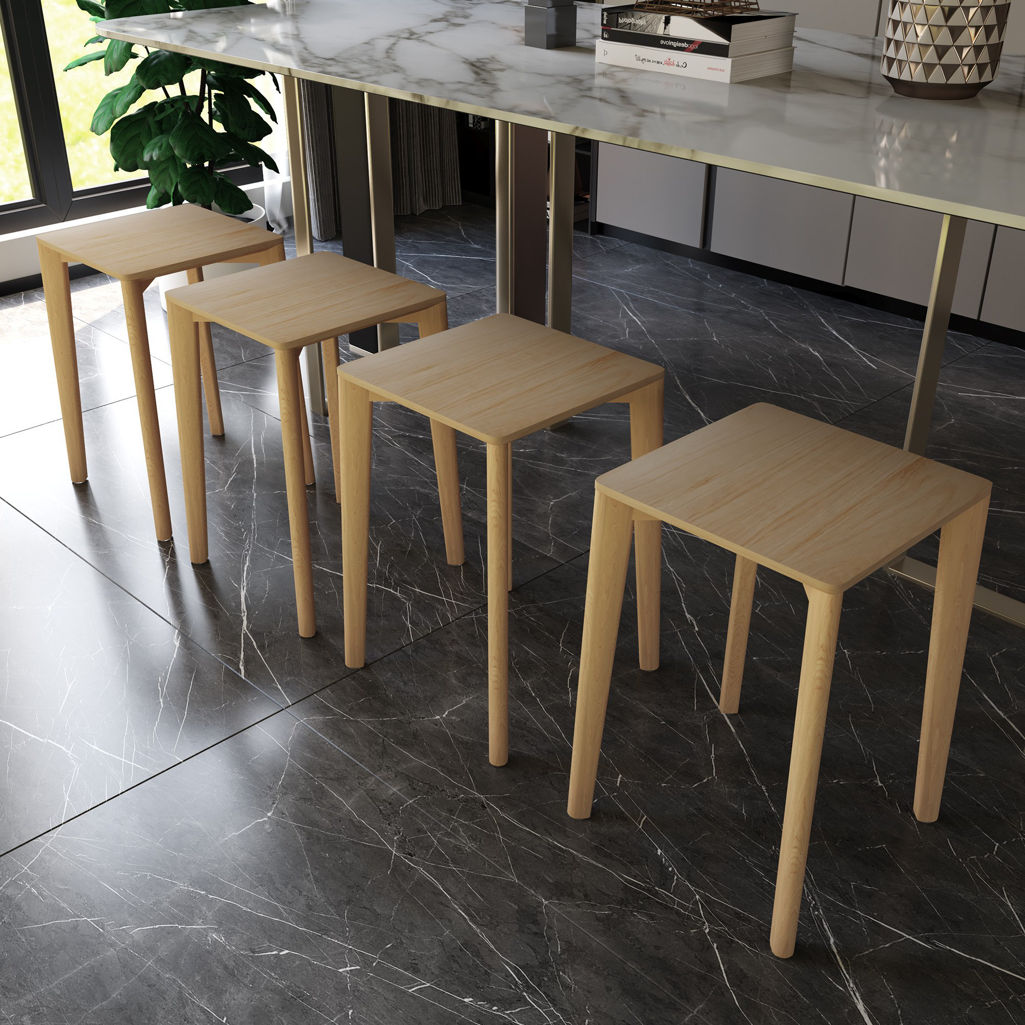 George Oliver Helwart Solid Wood Accent Stool | Wayfair