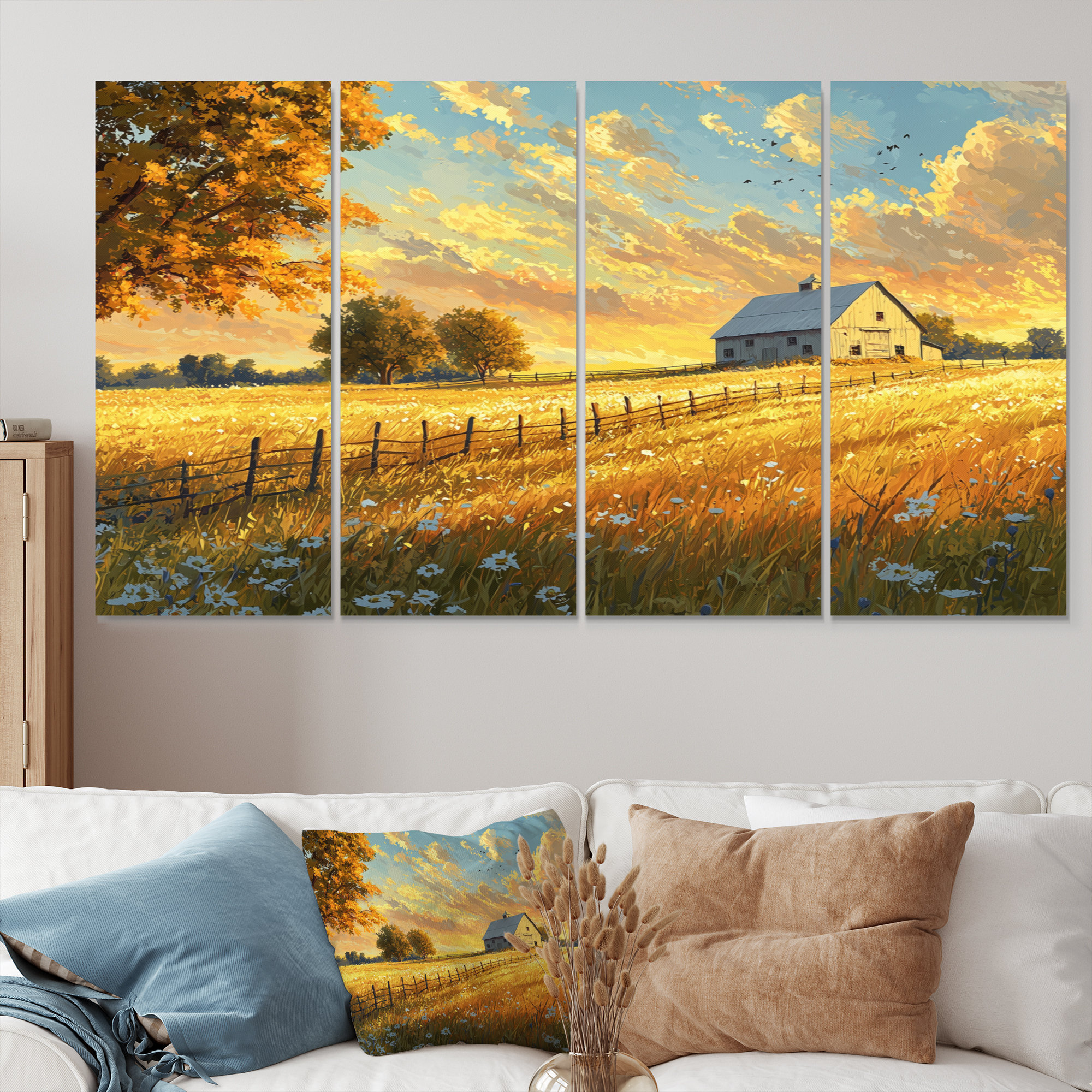 August Grove® Countryside Golden Hour On The Farm I - Countryside Wall ...