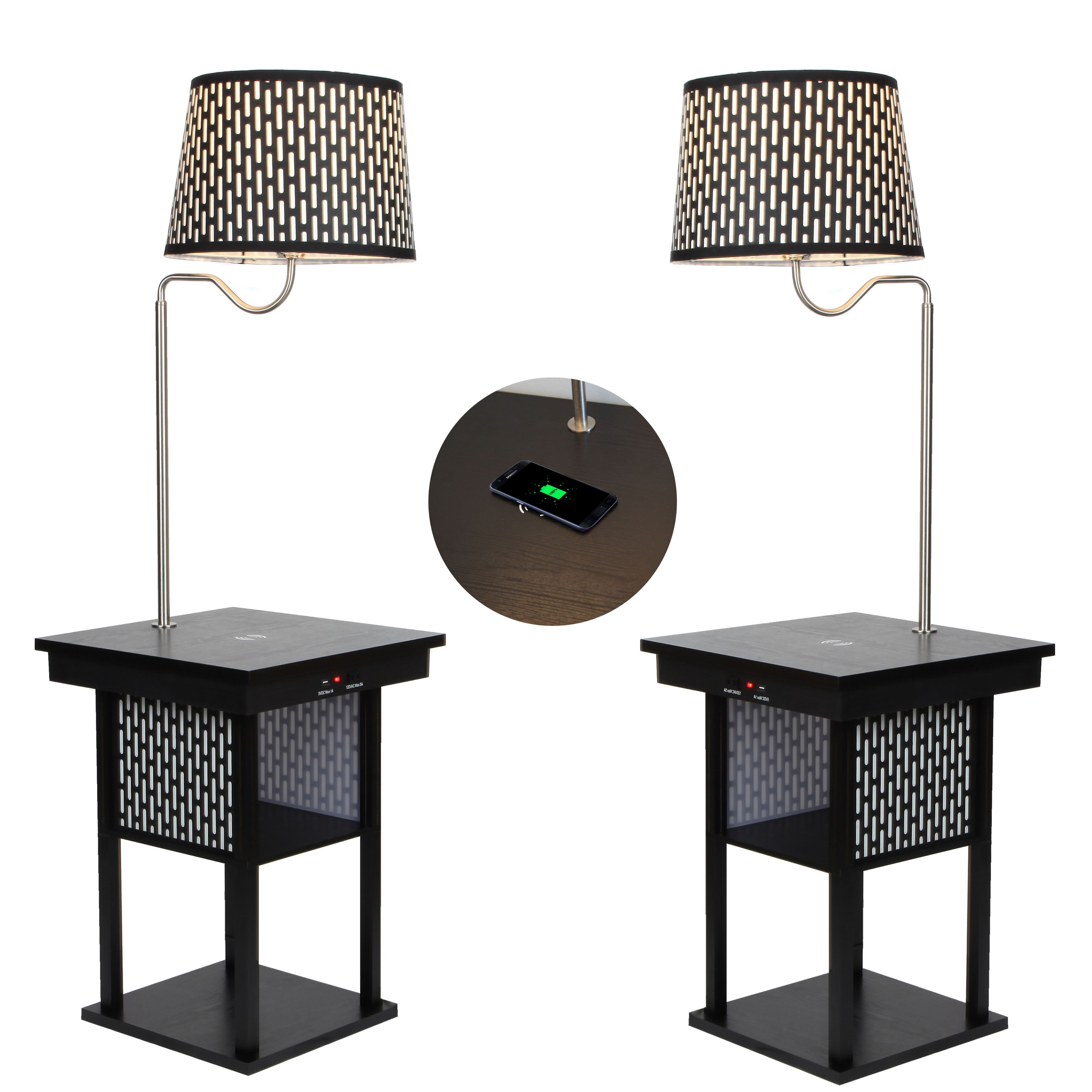 Brightech Madison 56 in. Modern LED Bedside Table Lamp with Fabric Drum ...