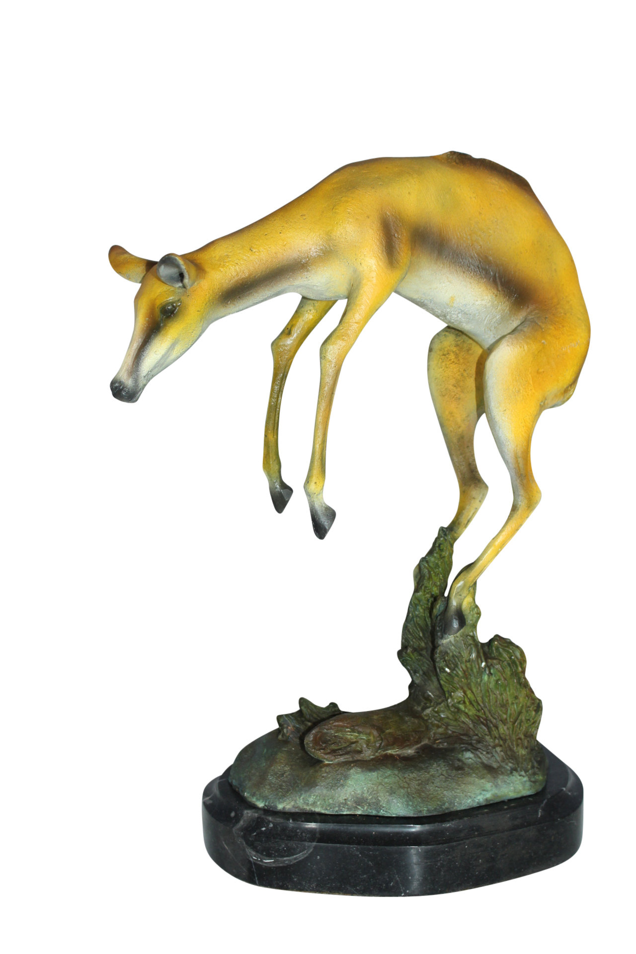 Loon Peak® Tahmid Jumping Impala bronze statue - Size: 9"L x 7"W x 16"H ...