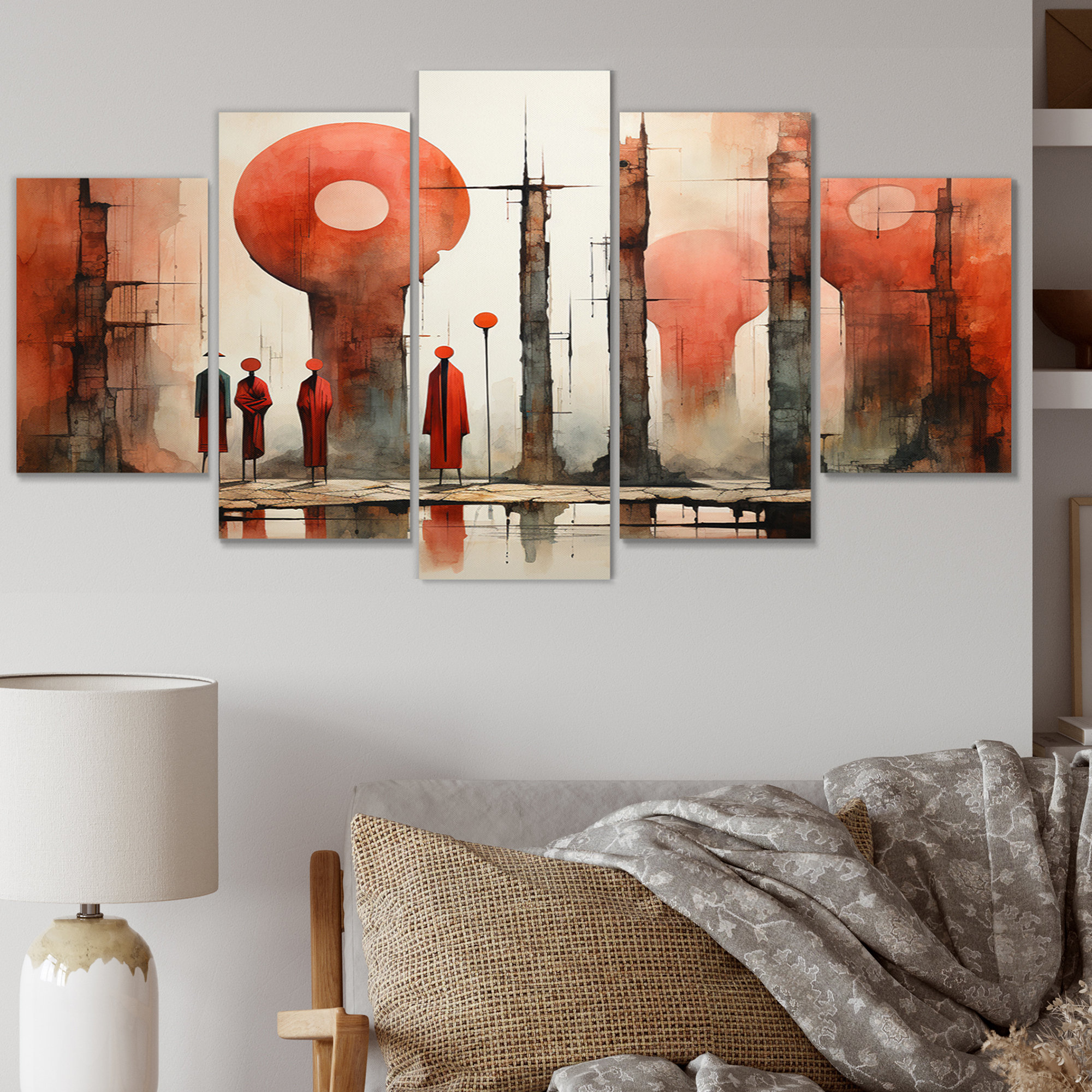 Lark Manor™ Coral Black Mexico Art The Offering III - Mexican Canvas ...