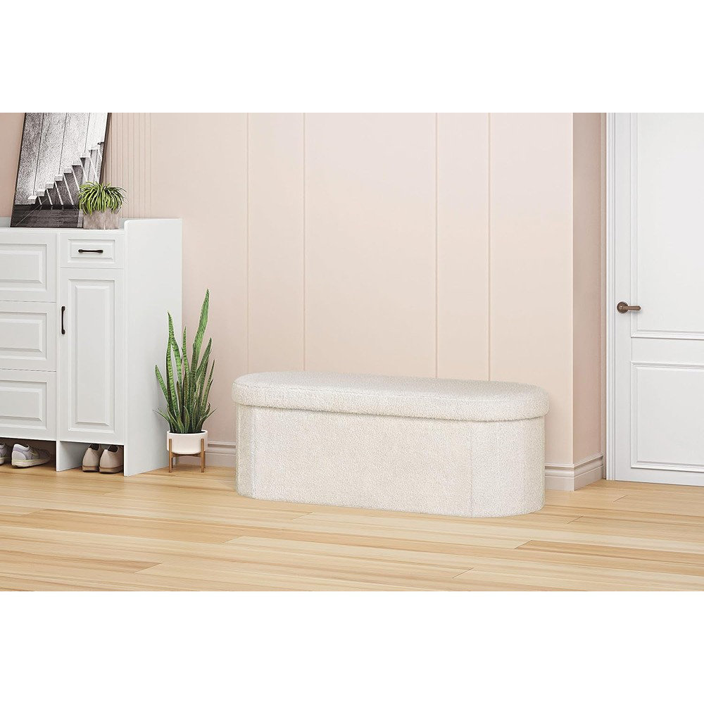 Mercer41 Storage Ottoman Bench Tufted Oval Ottomans Bench Foot Rest ...