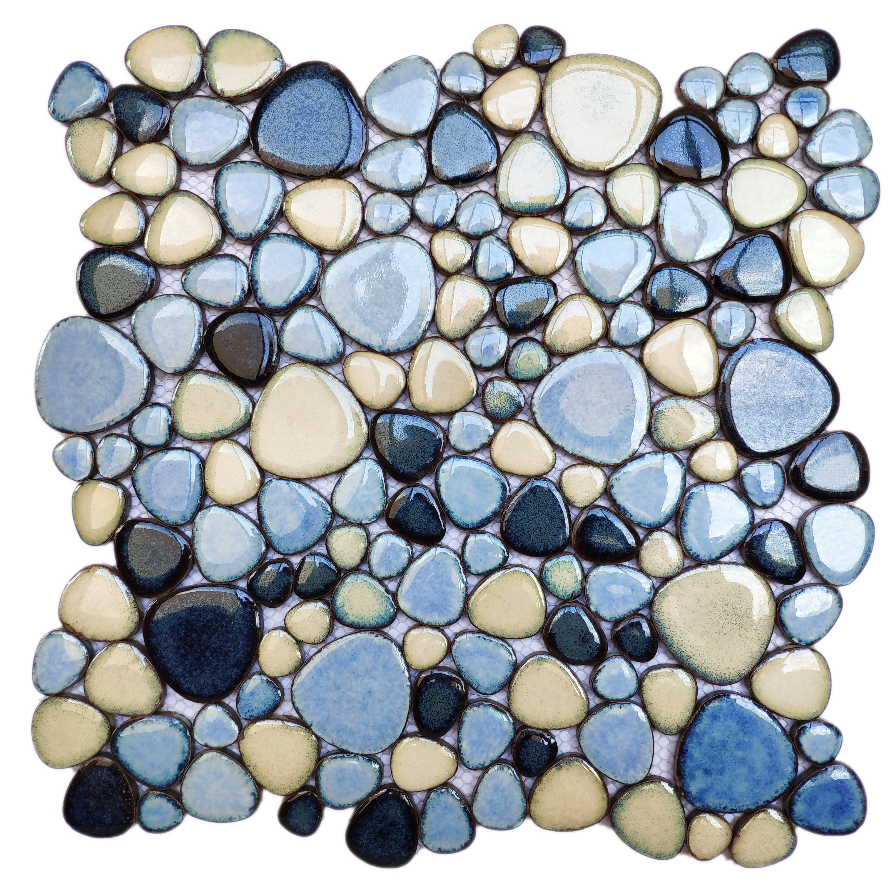 Blujellyfish Blue Porcelain Pebbles / Rocks Wall & Floor Tile | Wayfair