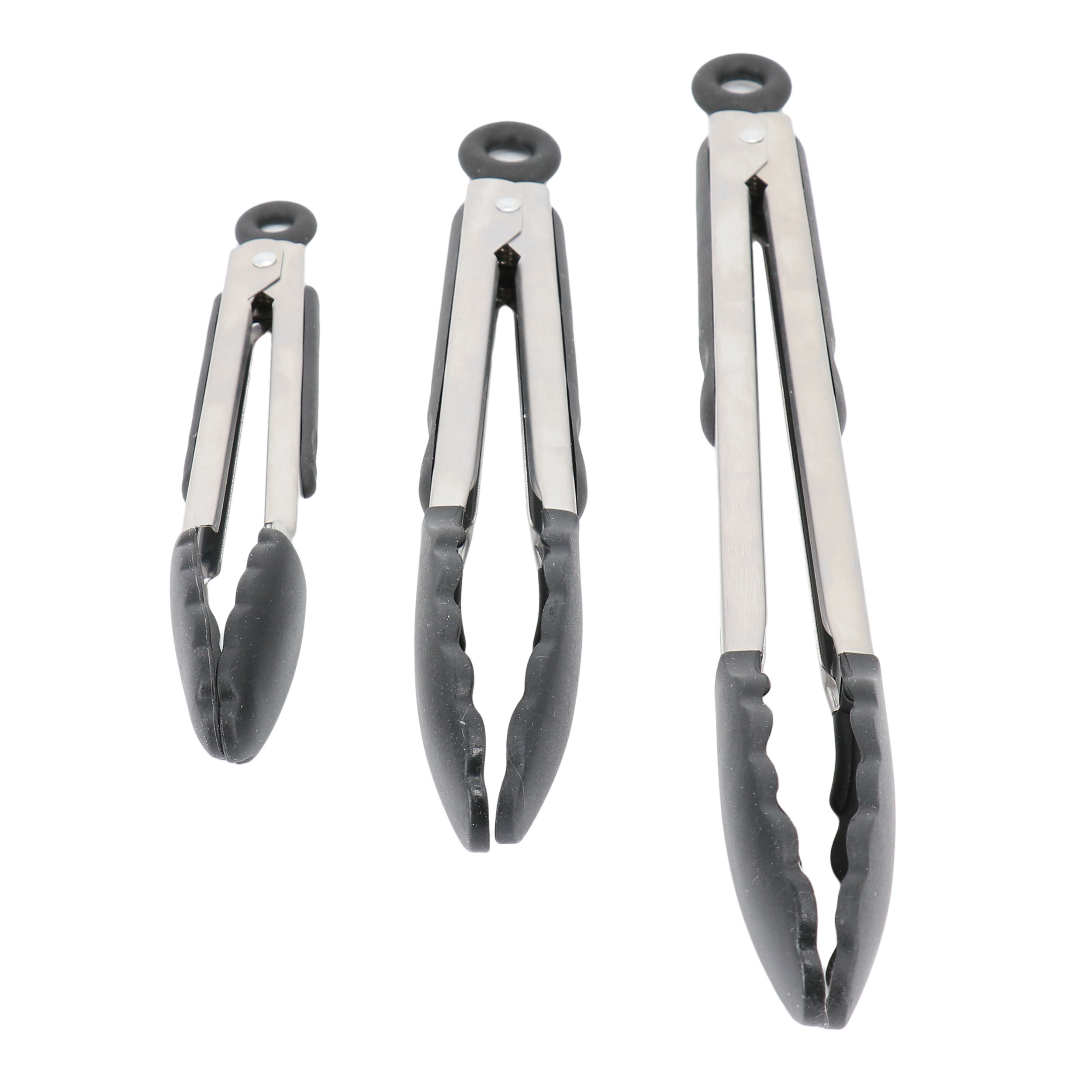 Oster Baldwyn 3 Piece Stainless Steel Kitchen Tongs Set in Black | Wayfair