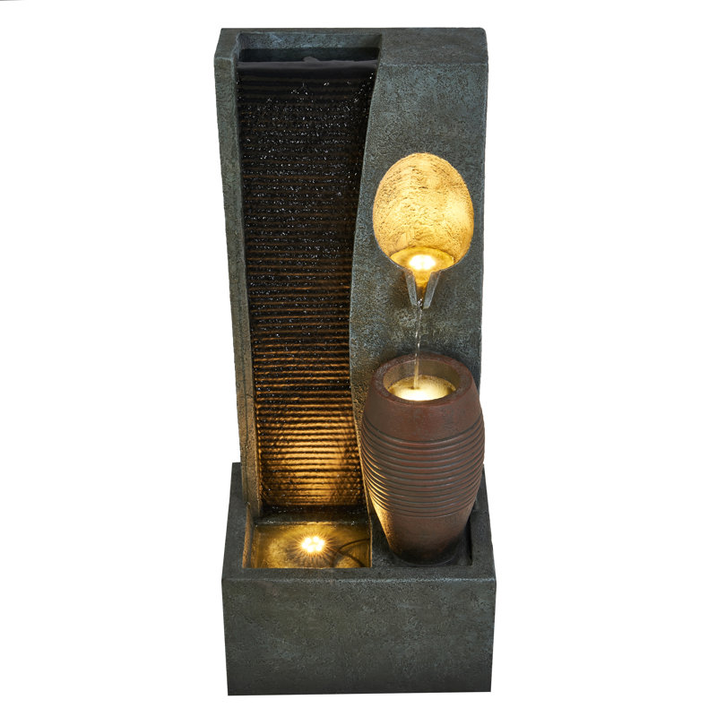 Hi-Line Gift Ltd. 32" H Rainfall Vase Fountain with 3 Warm White LEDS ...