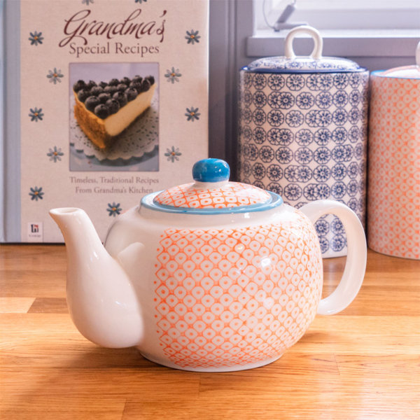 Nicola Spring - Hand-Printed Teapot - 820ml - Orange | Wayfair.co.uk