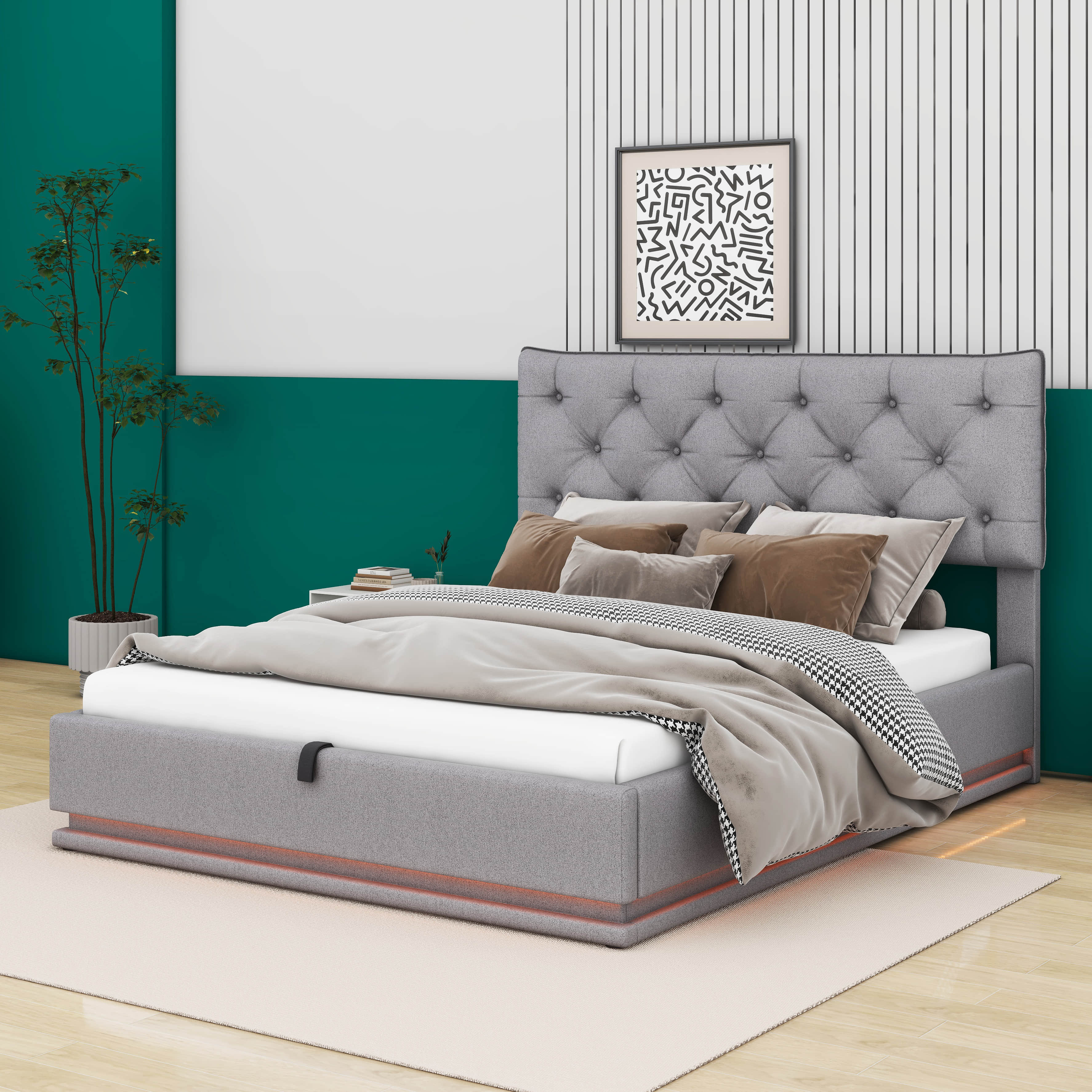 Ivy Bronx Hermieke Full Size Upholstered Bed with Hydraulic Storage ...