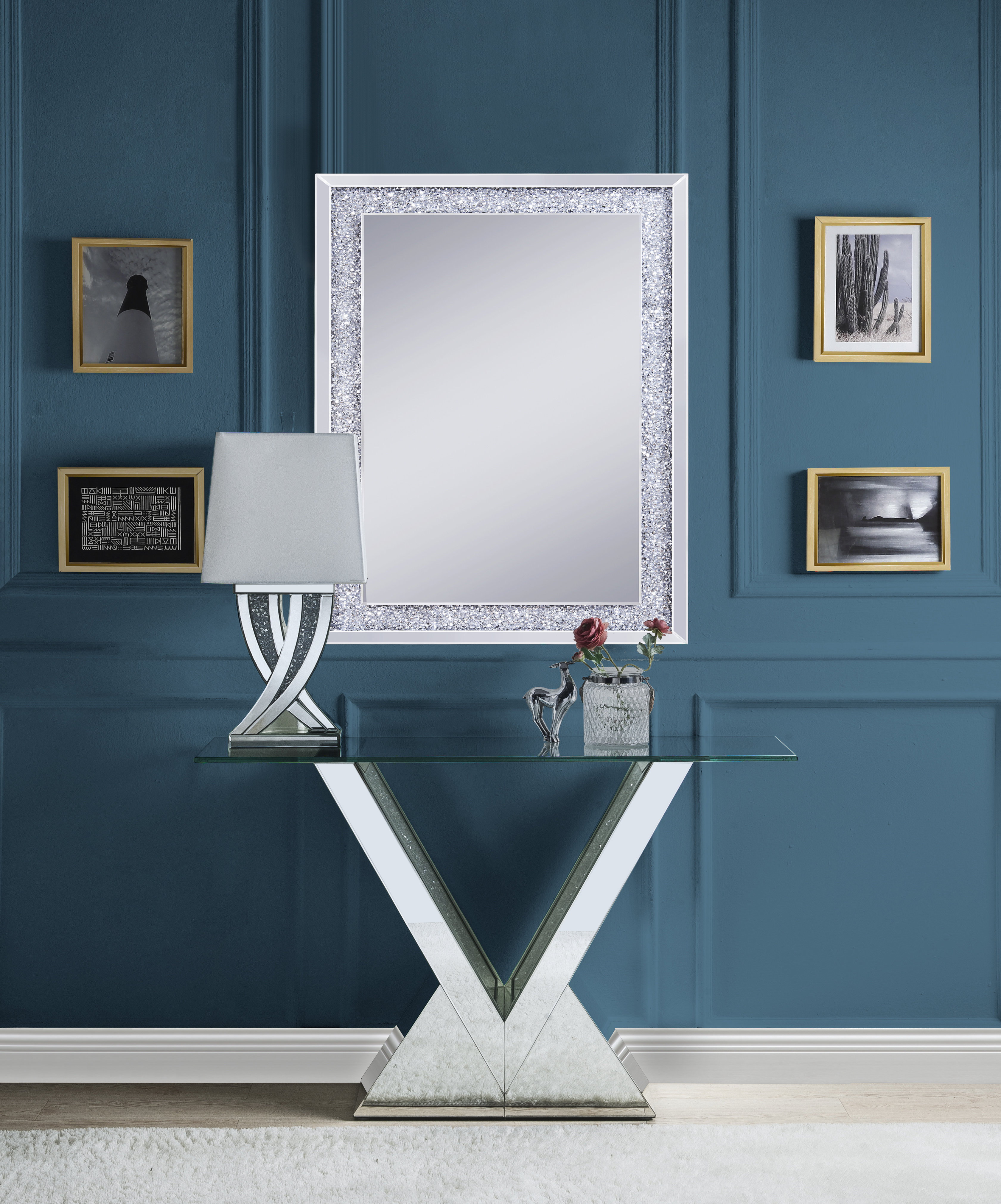 Mercer41 Aurthur 46.6'' W Rectangle Console Table with Glass Top in ...