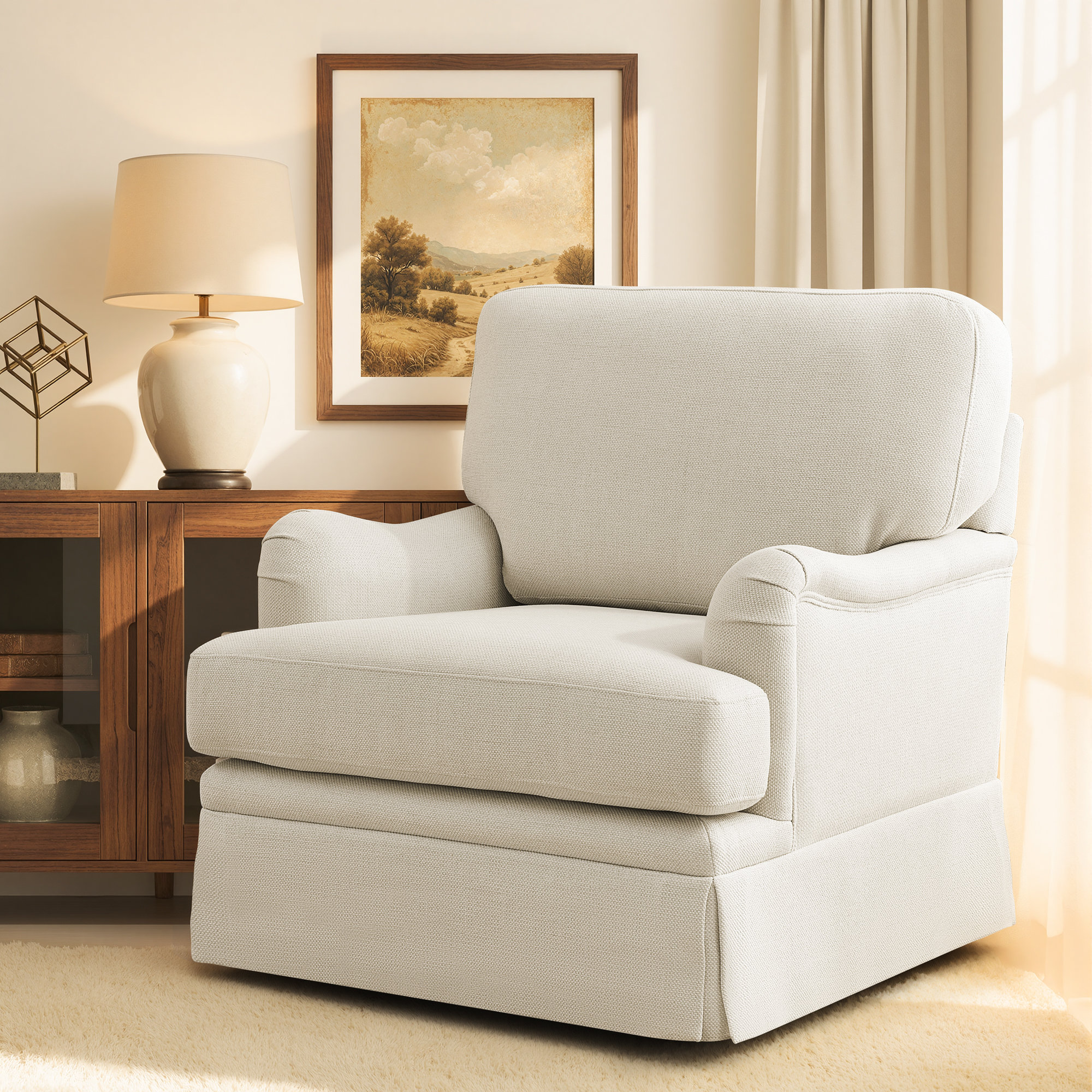 One Allium Way® Muro Modern Skirted Swivel Accent Chair with Removable ...