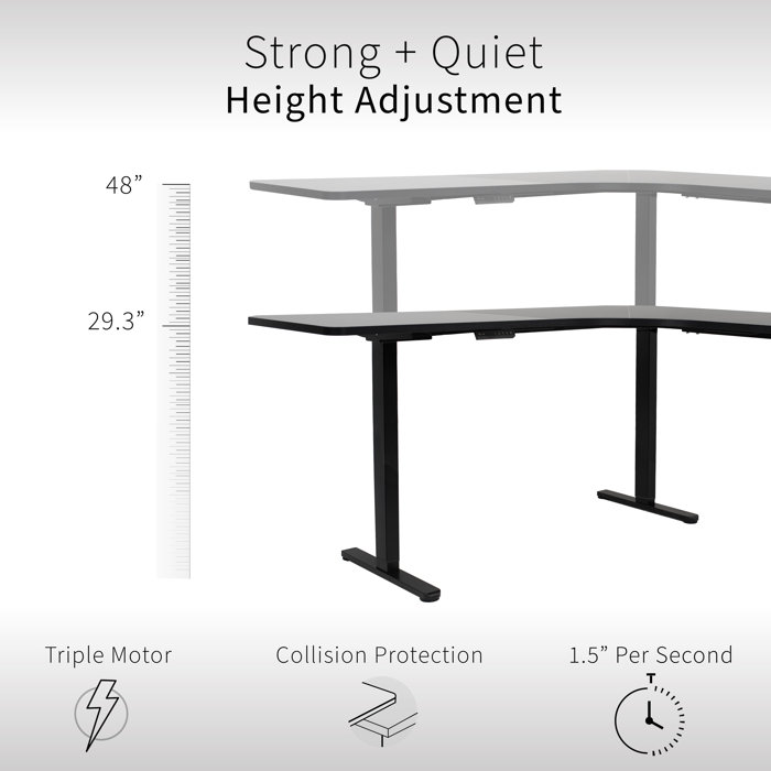 VIvo Height Adjustable L-Shape Standing Desk | Wayfair