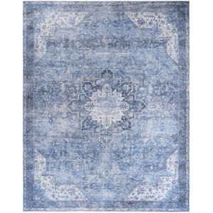 Bungalow Rose Bungalow Rose Washables Blue Vintage Indoor Rug & Reviews ...