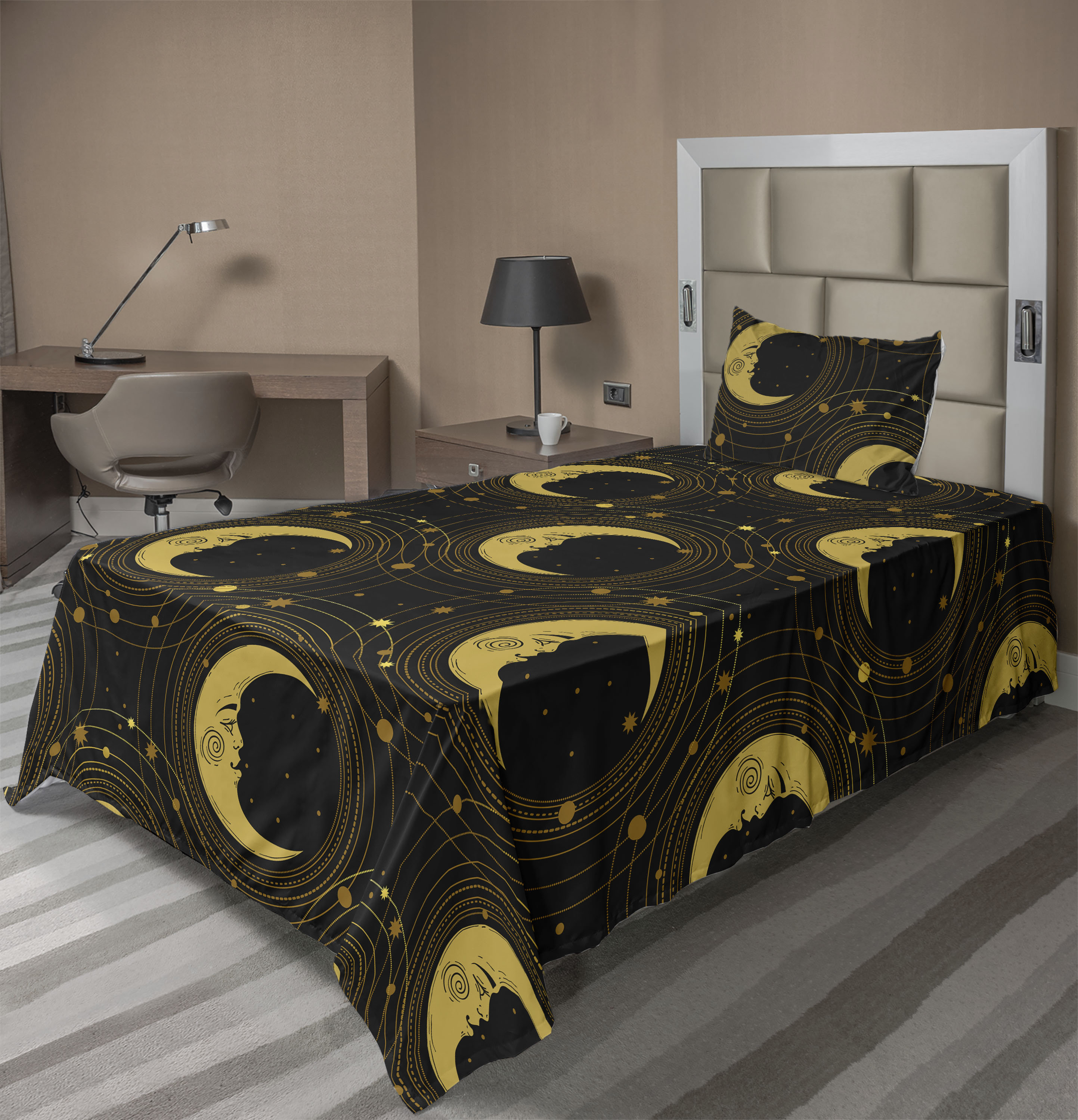 Ambesonne Celestial Sheet Set Bohemian Moon Stars Orbit Pale Earth ...