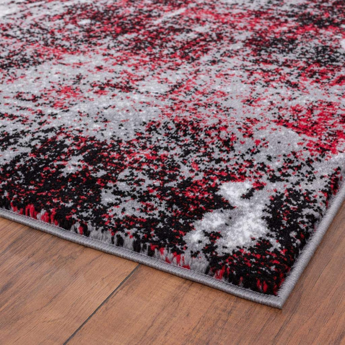 17 Stories Elkmont Performance Red/White Rug & Reviews | Wayfair