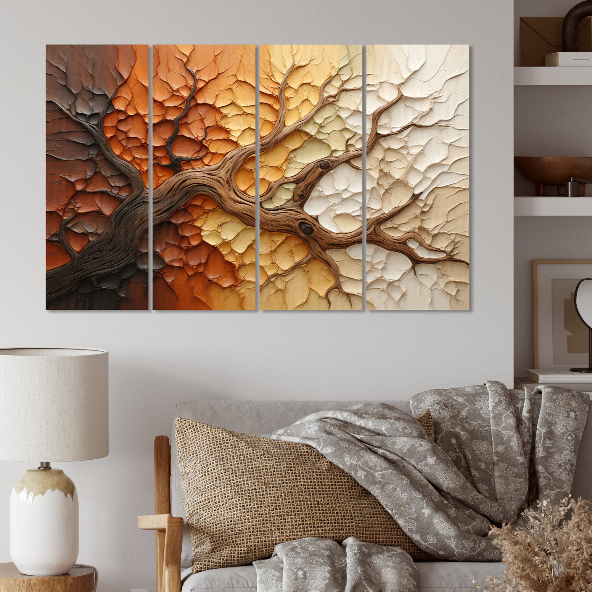 Wrought Studio™ Brown Beige Abstract Redwood Tree Collage On Canvas 4 ...