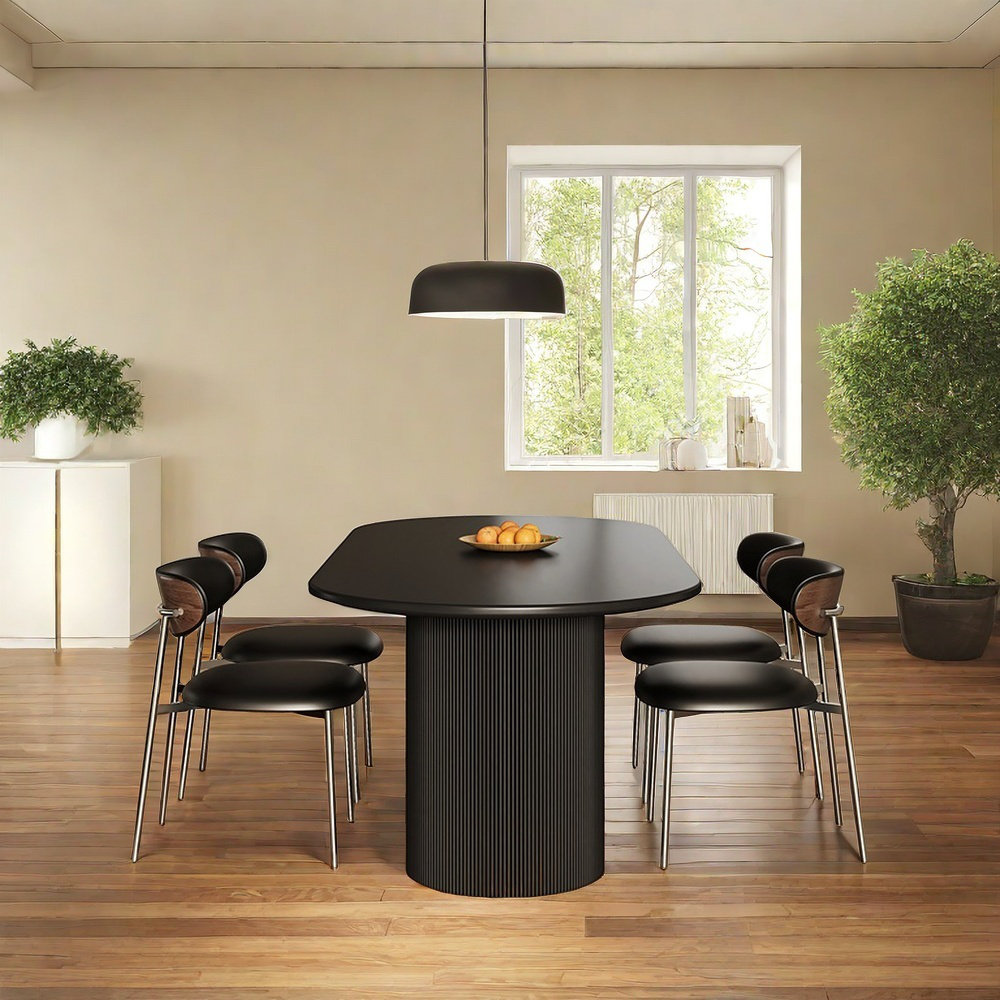 A Zoetic Home Oval modern simple home matte dining table set | Wayfair