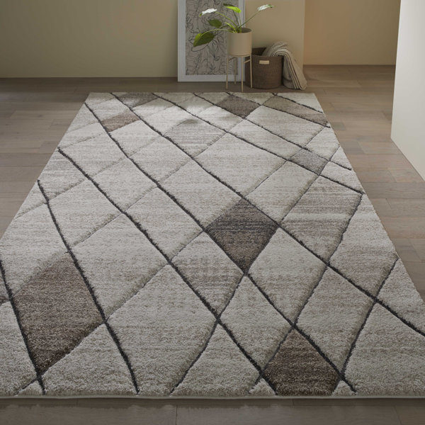 Metro Lane Akaysia Geometric Machine Woven Grey/Brown Area Rug ...