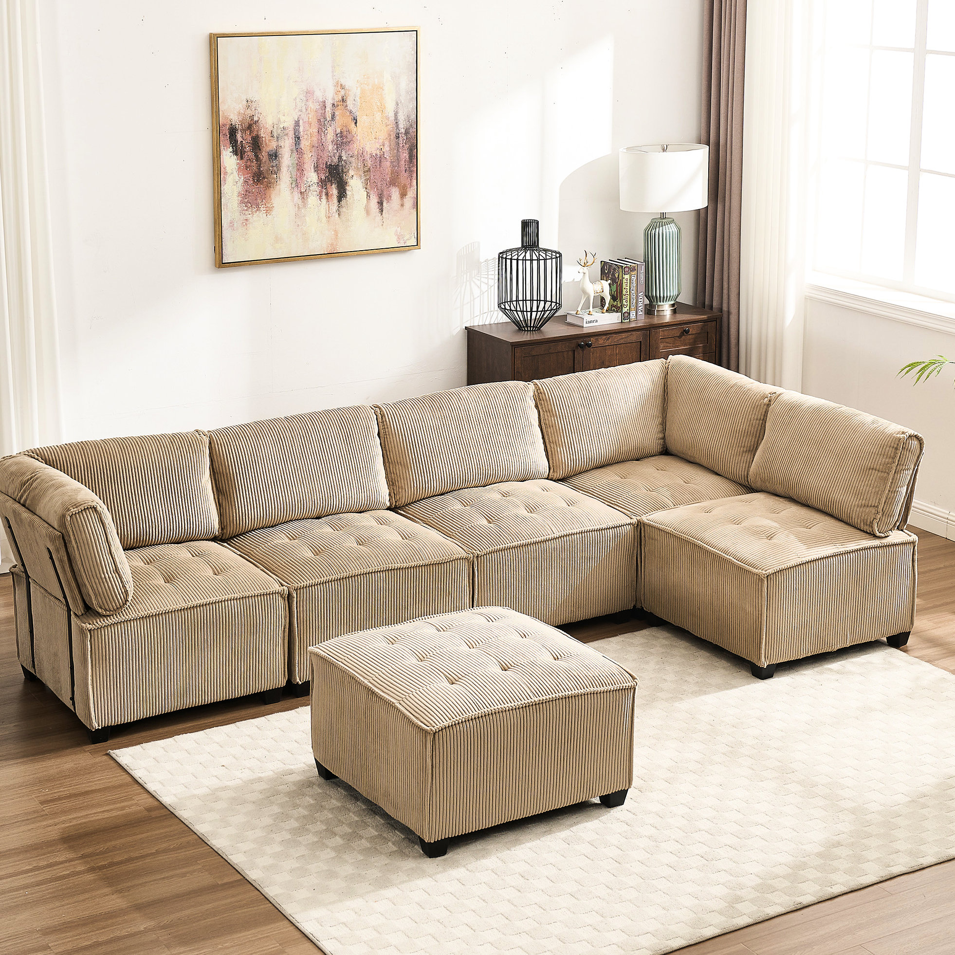 Latitude Run® U Shaped Modular Sectional, 6 Relaxing Couch, Cloud ...