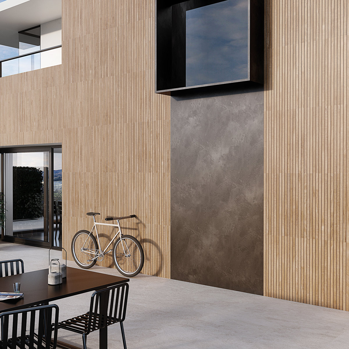 Bond Tile Auburn Ribbon 24 in. x 48 in. Porcelain Ribbed Wood Look Wall ...