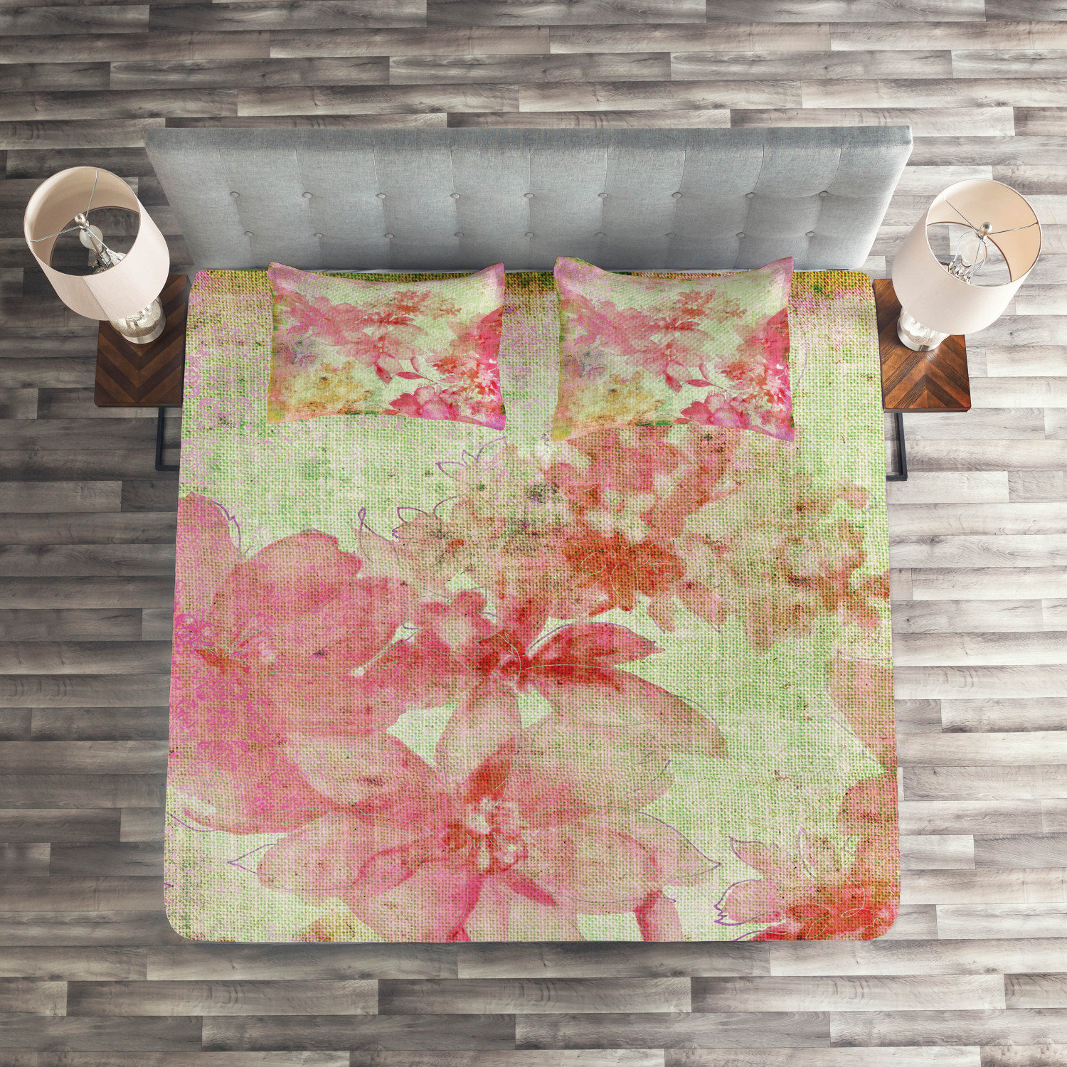 Ambesonne Flower Pink Microfiber Farmhouse / Country Coverlet ...