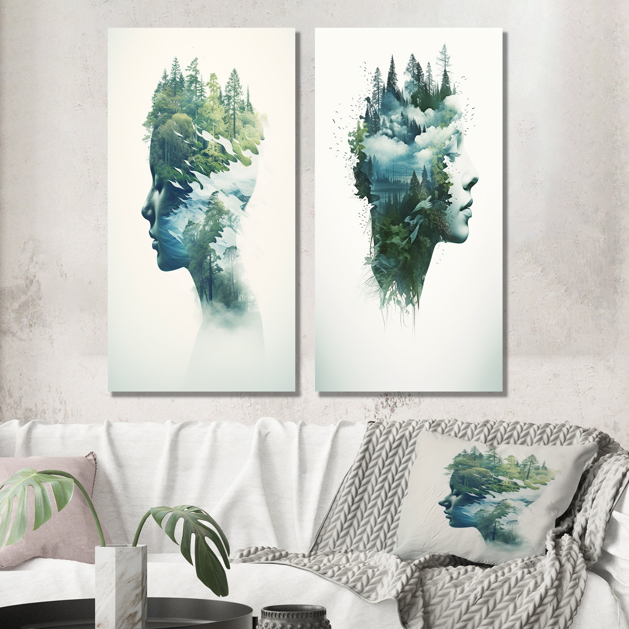 Latitude Run® Mindfulness Calming Double Exposure Portrait - Abstract ...