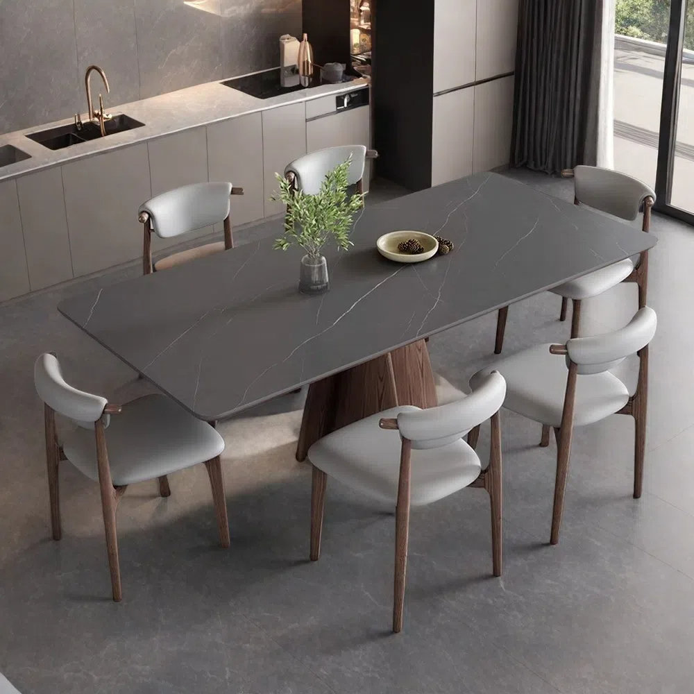 Lee's luxury furniture Matte rock plate dining table and chair set ...