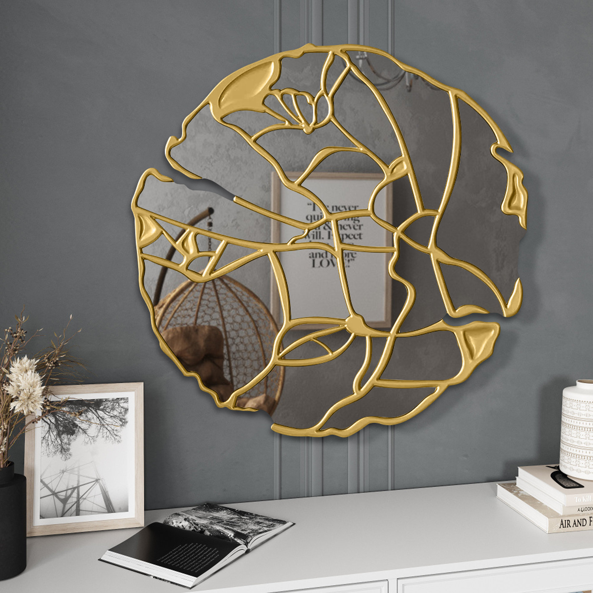 Mercer41 Ruberta Asymmetrical Metal Wall Mirror - Wayfair Canada