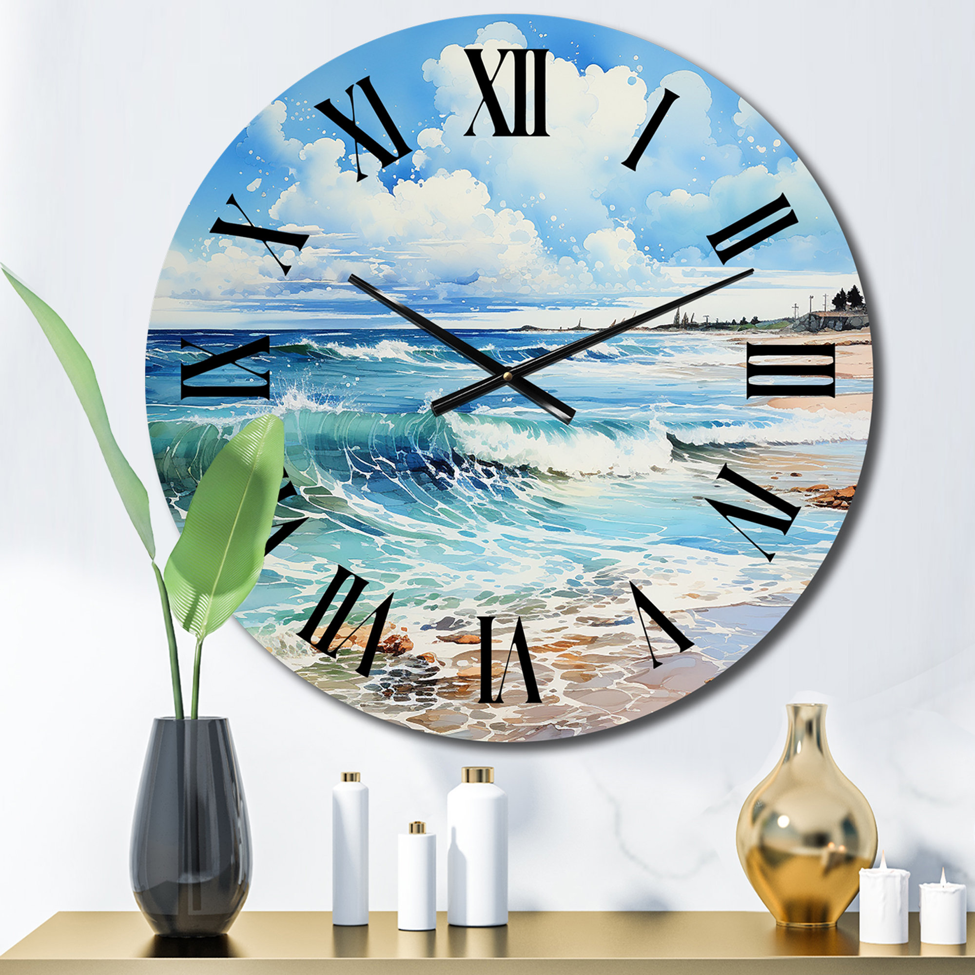 Design Art Relaxing Beach Breezes IV Metal Wall Clock | Wayfair