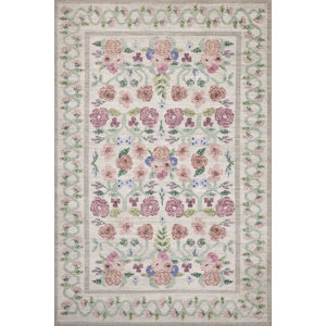 Rosa Rifle Paper Co. x Loloi Ivory Area Rug & Reviews | Birch Lane