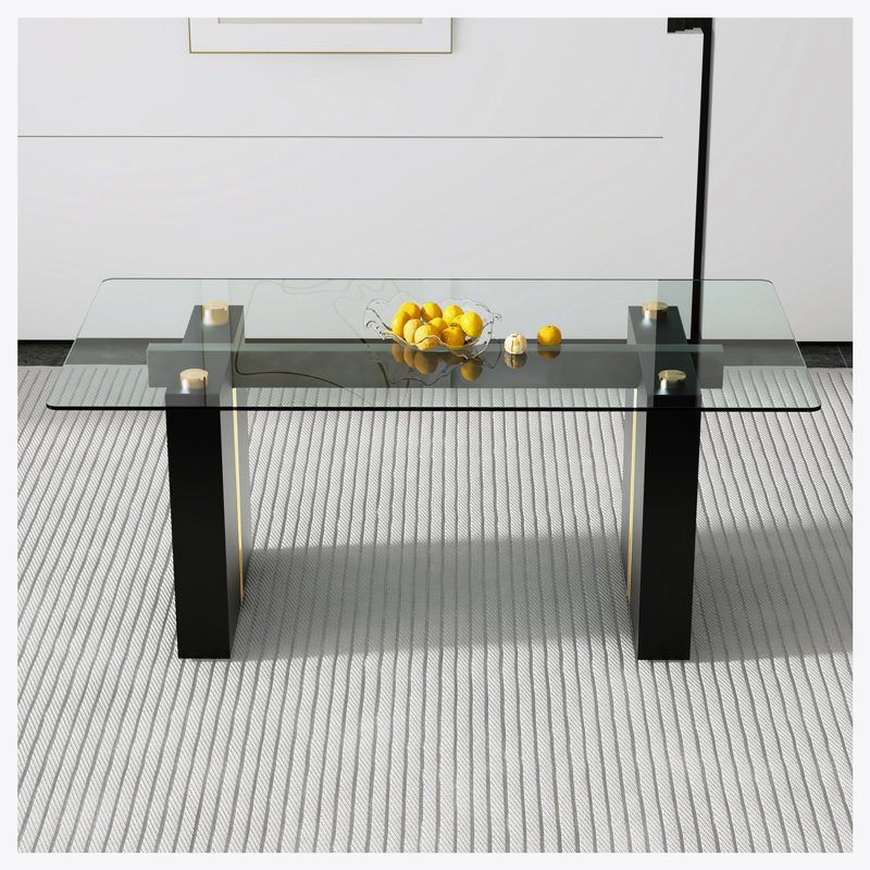 Mercer41 Large modern simple rectangular glass table | Wayfair