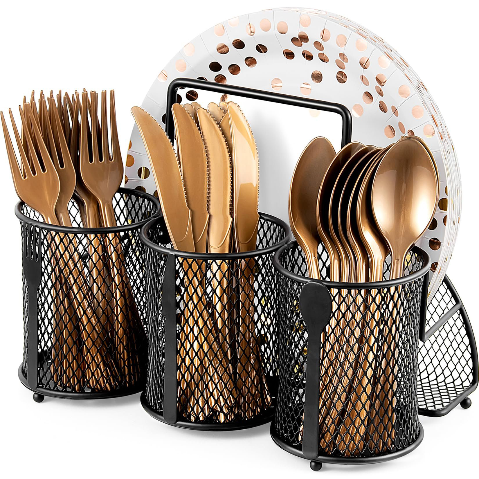 Prep & Savour Metal Utensil Caddy Silverware Organizer, Utensil Holder ...