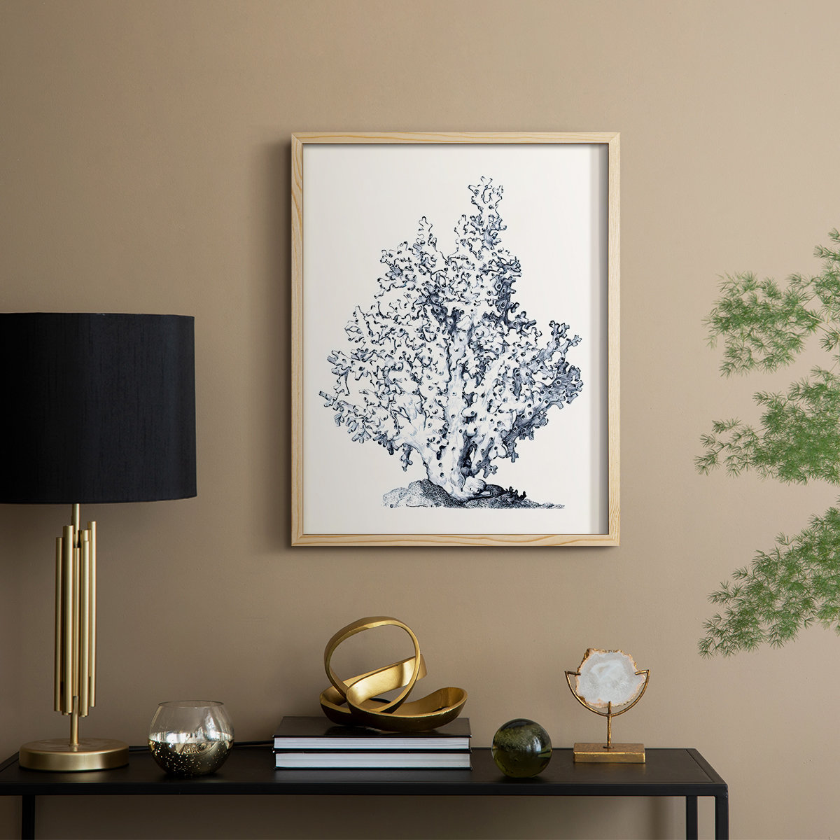 Beachcrest Home™ Blue Antique Coral I Framed Print - Solid Wood | Wayfair