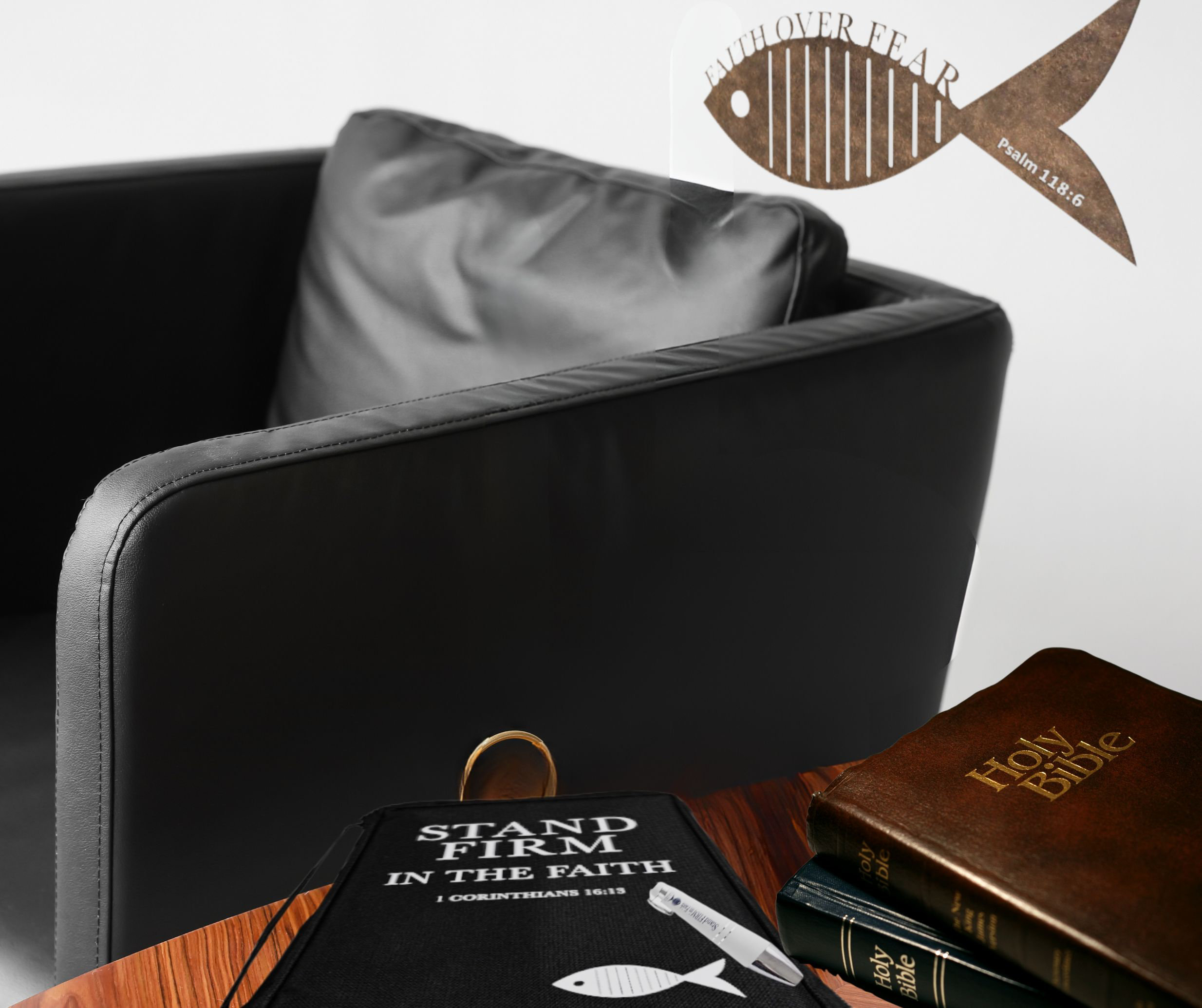 Trinx Wall Hanging Metal Fish Faith Over Fear | Wayfair